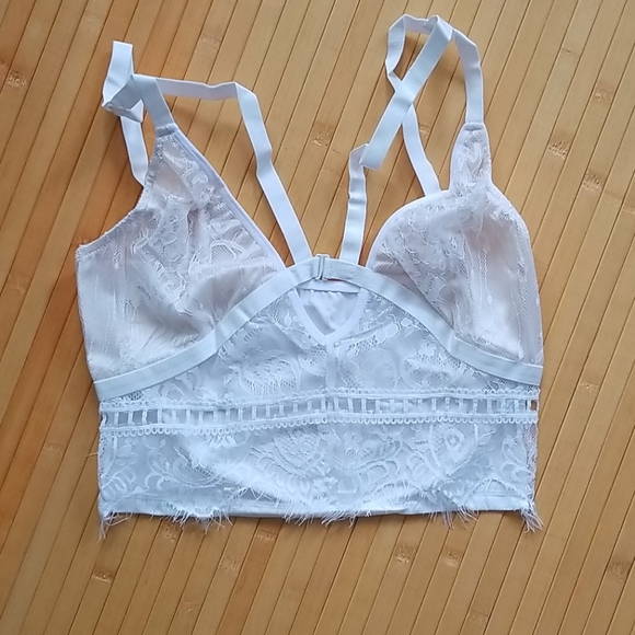 Intimates & Sleepwear | Nwt Down N Dirty White Lace Harness Bralette ...